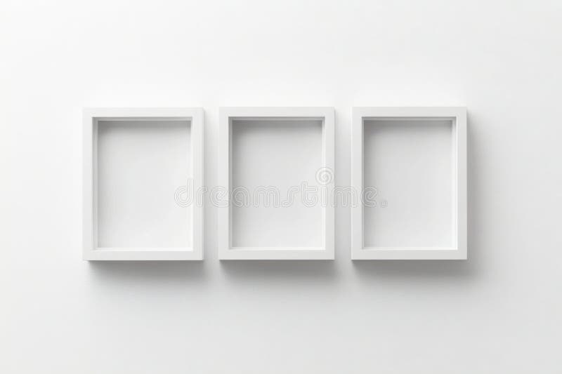 Artistic White Frames Arranged on a Bright White Background for Modern ...