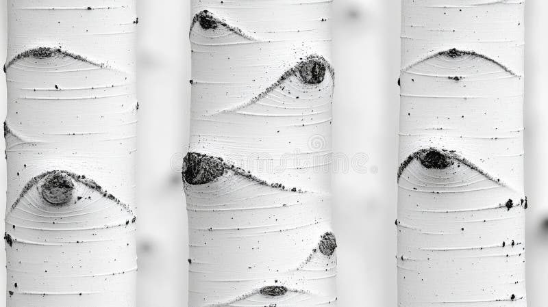Three Aspen Tree Trunks Close Up Detail Stock Illustration ...