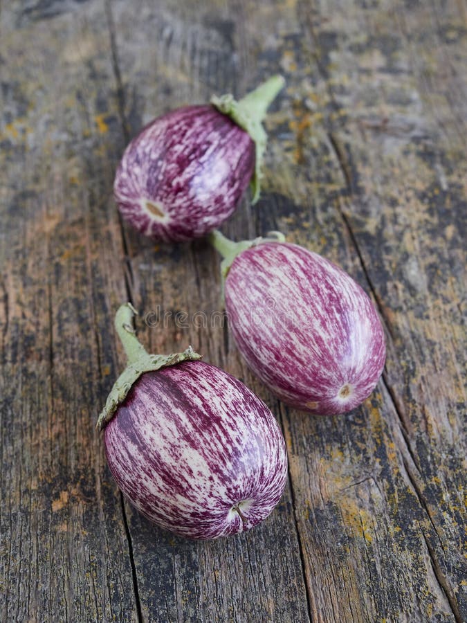 Three aubergines striped stock image. Image of vegetable - 269250747