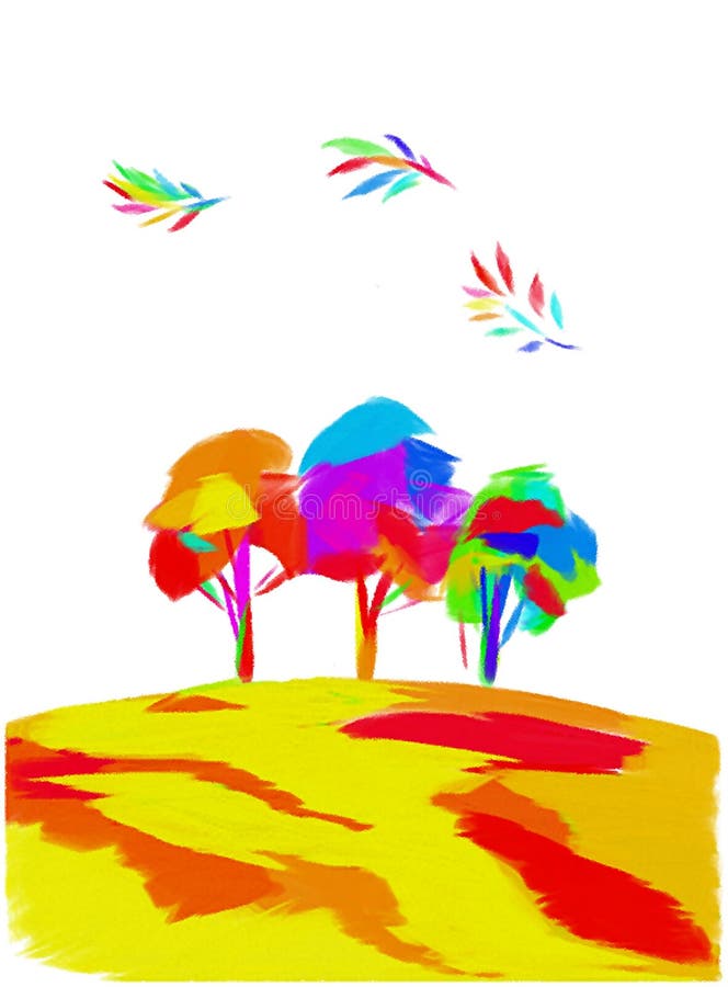 Three autumn trees. stock illustration. Illustration of forest - 76025680