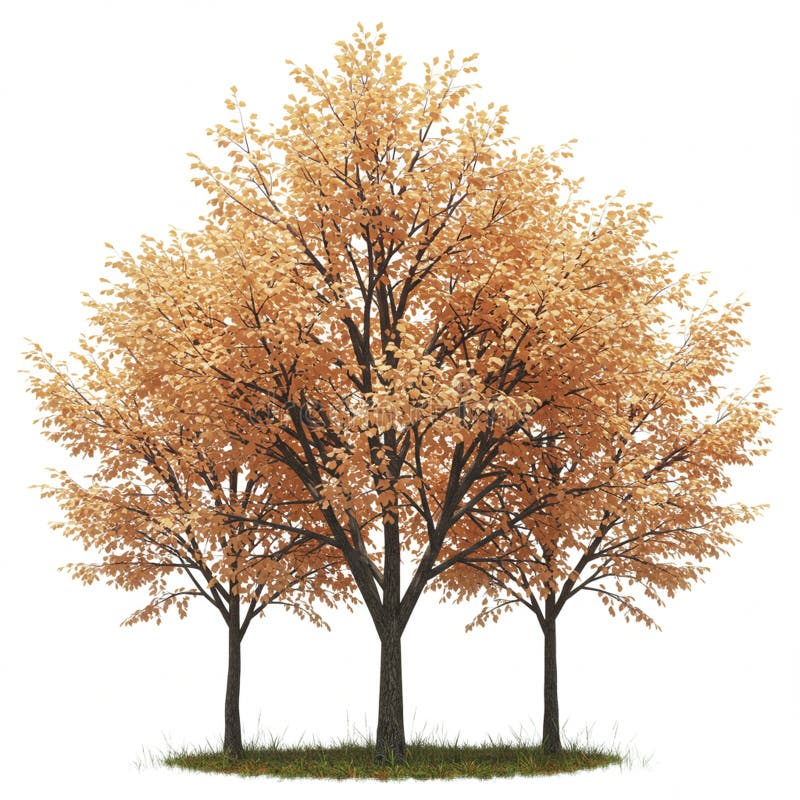 Three Autumn Trees with Orange Foliage are Clustered Together, Their ...