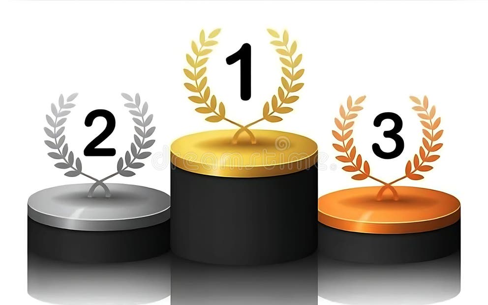 Three Award-Winning Podiums for First, Second, and Third Place Stock ...