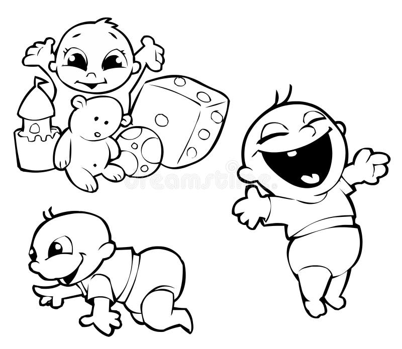 Three babies stock illustration. Illustration of crawl - 1840361
