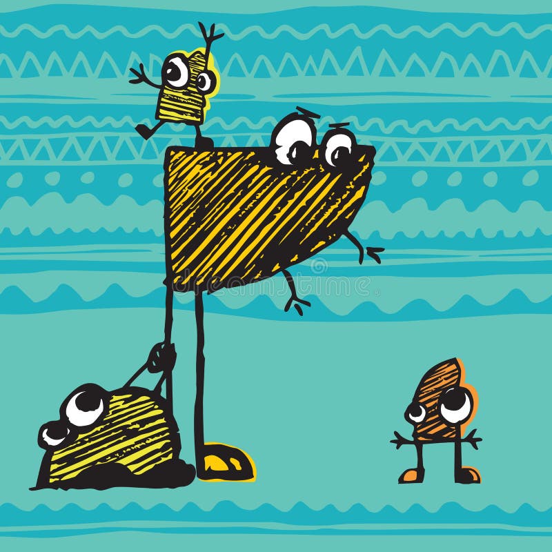 Three babies and a parent stock vector. Illustration of happy - 89582775