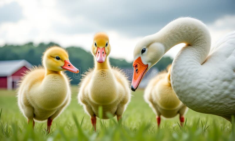 Three Baby Ducks are Standing in a Field Stock Image - Image of spring ...