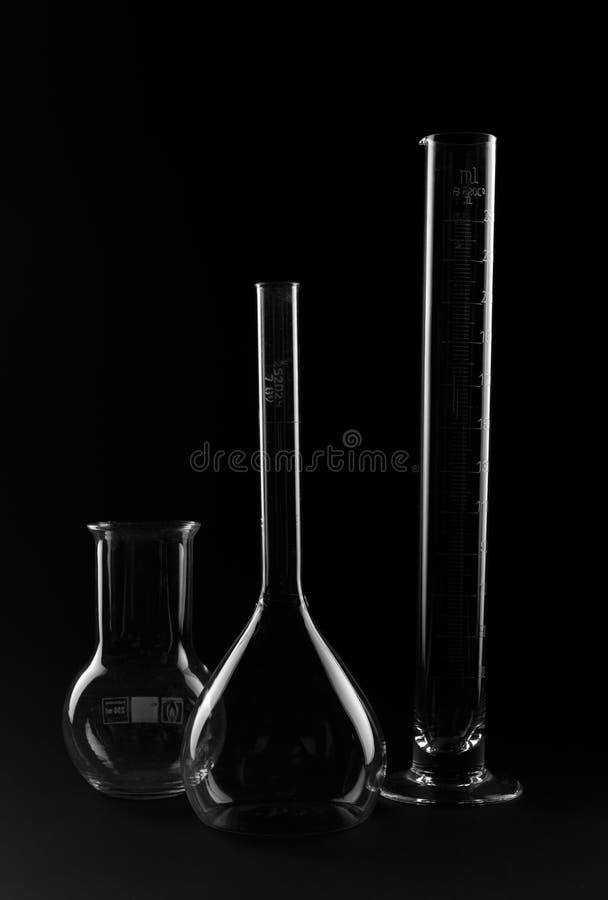 Three Beakers of Different Size with Green Liquid Stock Image - Image ...