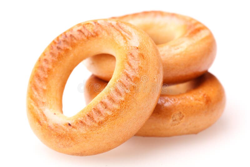 Three Bagels Isolated on White Background Stock Image - Image of brown ...