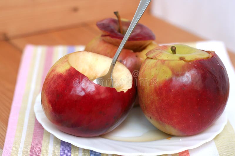 Three baked apples stock image. Image of fruit, table - 31958013