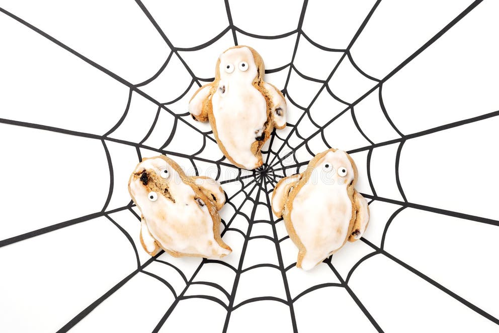 Three Baked Ghosts with Spider Web Stock Image - Image of festival ...