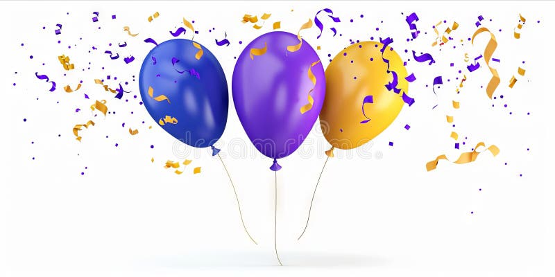Three Balloons with Confetti and Confussion Stock Illustration ...