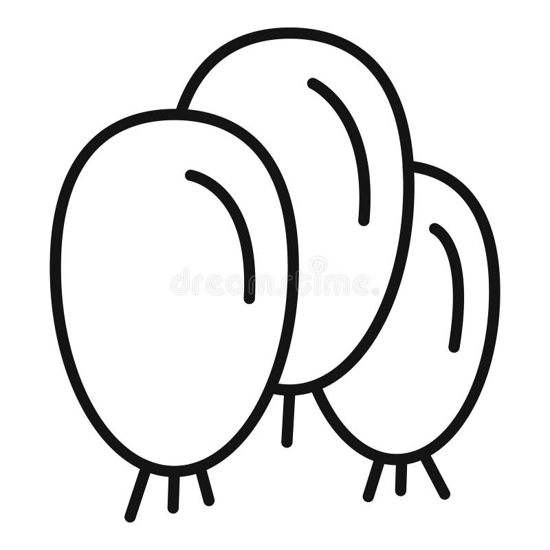 Three Balloons Floating Together Line Art Icon Stock Illustration ...