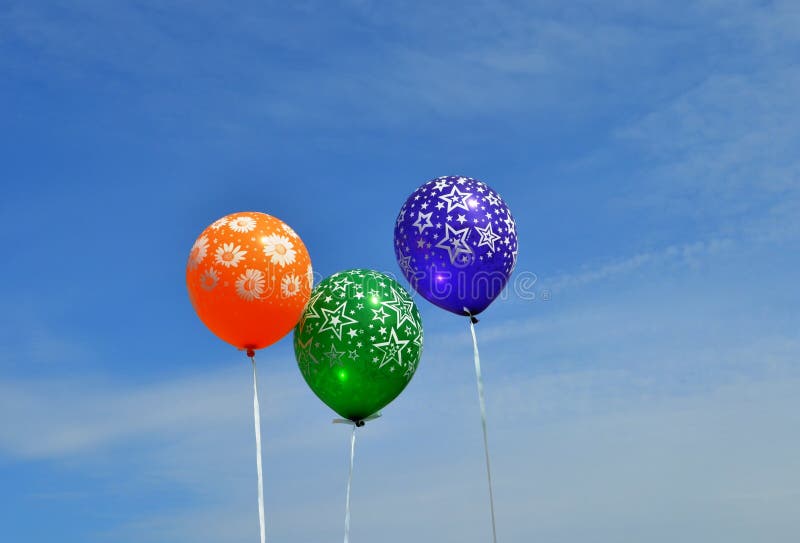Three balloons stock photo. Image of balloons, star, colors - 42614160