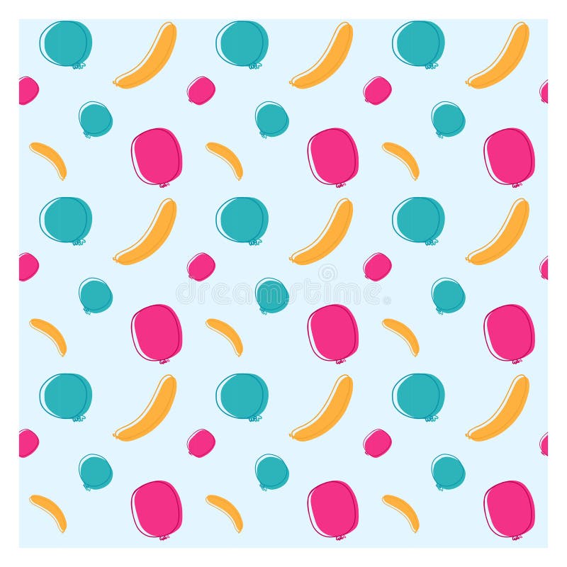 Three Balloons Various Colors with Outlines. Seamless Pattern Stock ...