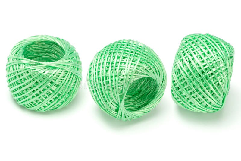 Three Balls of Green Nylon String Stock Image - Image of white, string ...