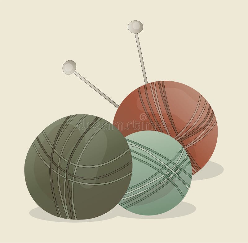 Three Balls of Multi-colored Threads for Knitting and Knitting Stock ...