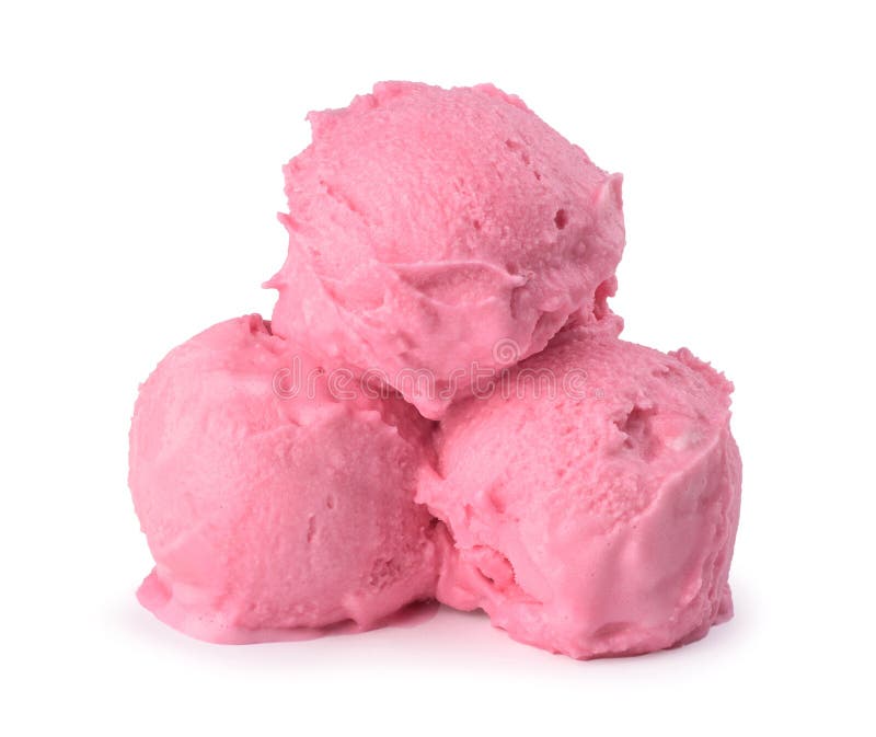 Three Balls of Pink Ice Cream in a Waffle Cup Stock Image - Image of ...
