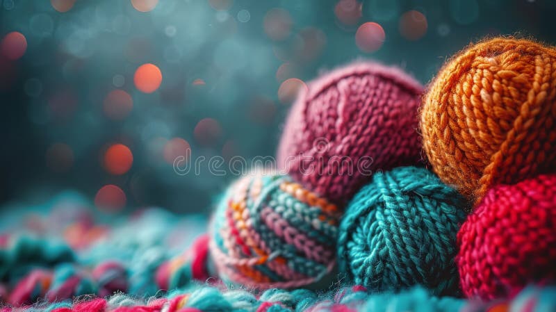 Three Balls of Yarn Stacked Stock Photo - Image of hobby, colorful ...