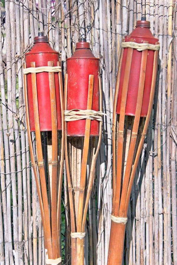 Three bamboo fire torch stock photo. Image of outdoors - 30598430