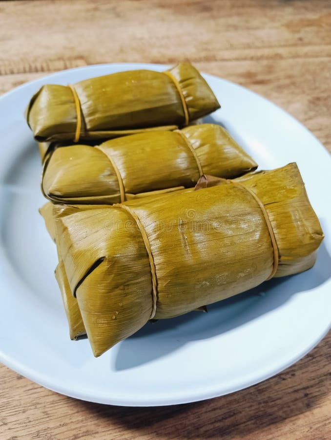 Three Banana Leaf Wrapped Sticky Rice Stock Photo - Image of banana ...