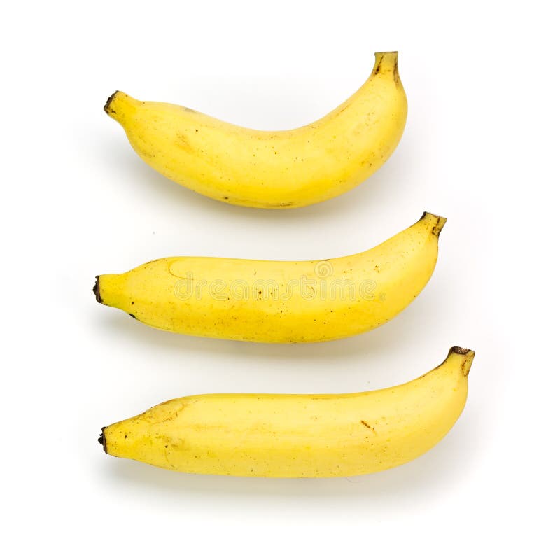 Three of Bananas Isolated on White Stock Image - Image of yellow, skin ...