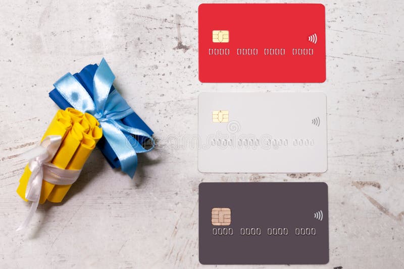Bank Cards and Paper Scrolls. Stock Image - Image of person, desire ...