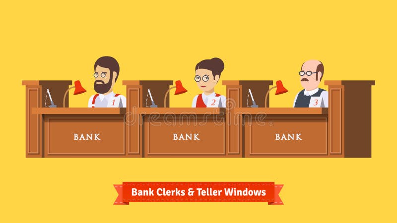 Three bank clerks at work stock vector. Illustration of bald - 65620310