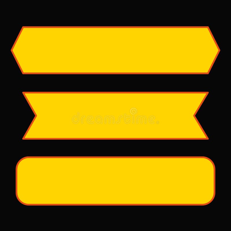 Three Yellow Banner with Solid Background Stock Vector - Illustration ...