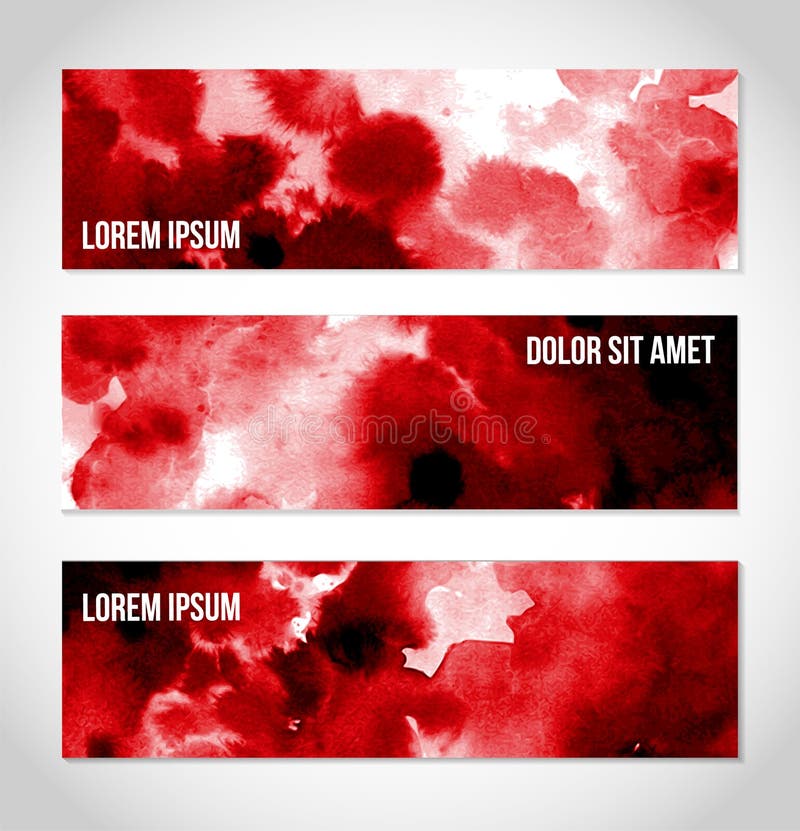 Three Banners with Abstract Red Ink Wash Painting Stock Vector ...