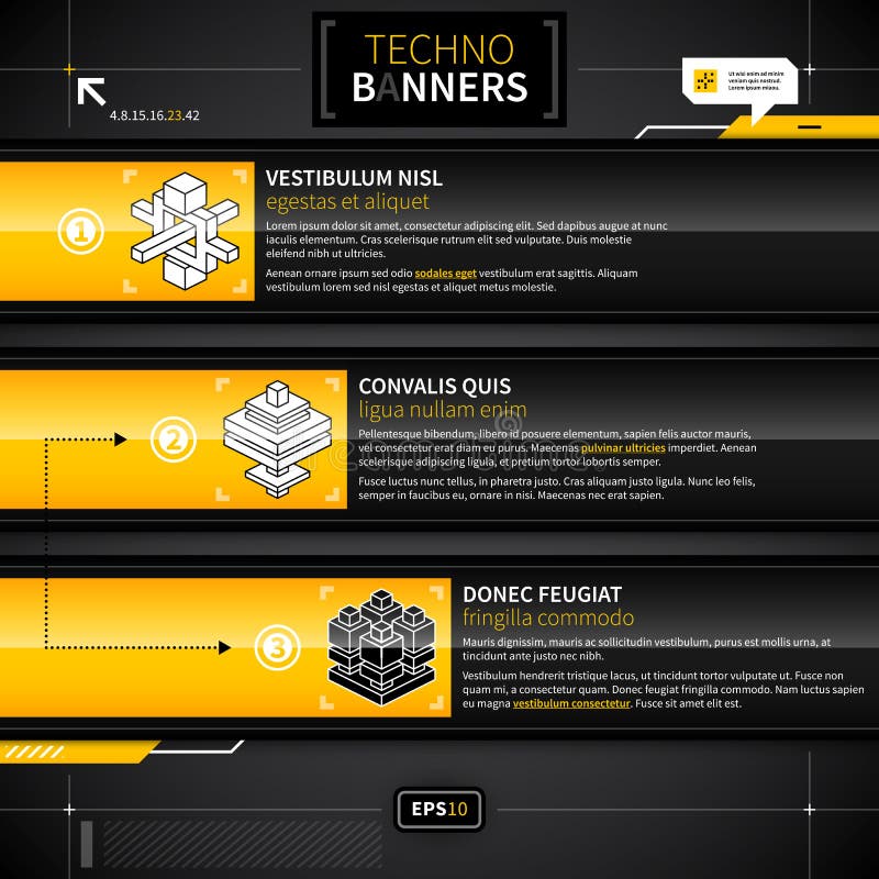 Three Banners with Different Options in Techno Style. Stock Vector ...