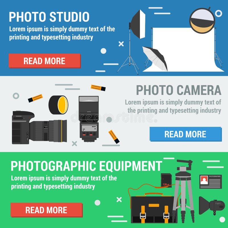 Three Banners Photographic Equpment Stock Vector - Illustration of ...