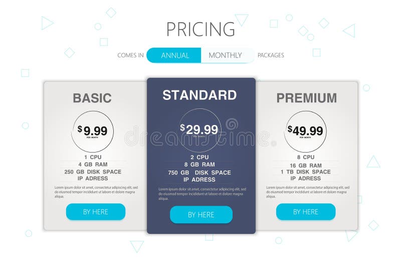 Three Banners. Pricelist, Hosting Plans and Web Design Boxes of Banners ...