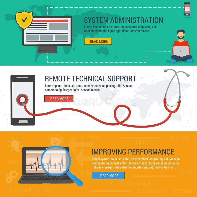 Three Banners - Remote Technical Support Stock Illustration ...