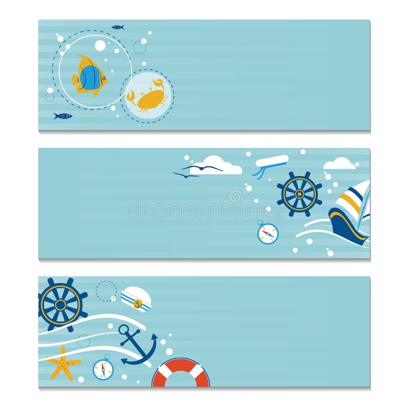 Three marine banners stock vector. Illustration of swim - 25714732