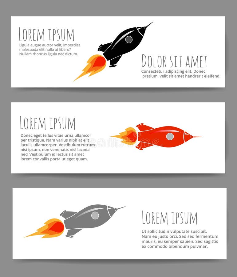 Three Banners with Space Rocket Launch Stock Vector - Illustration of ...