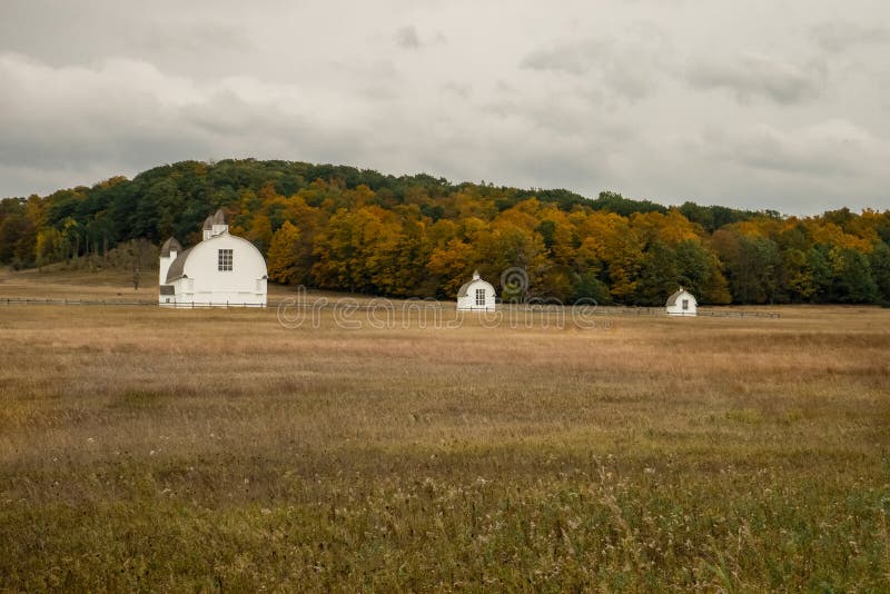 Three Barns on the Field in Fall Stock Photo - Image of landscape, fall ...