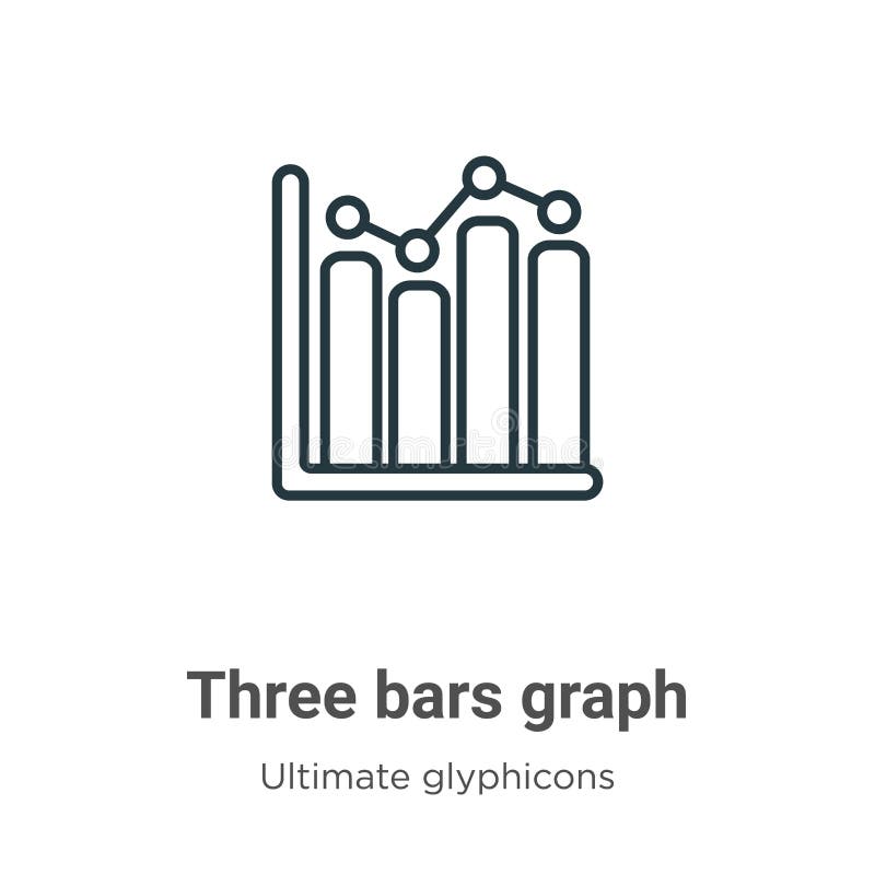 Three Bars Graph Outline Vector Icon. Thin Line Black Three Bars Graph ...
