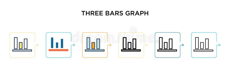 Three Bars Graph Vector Icon in 6 Different Modern Styles. Black, Two ...