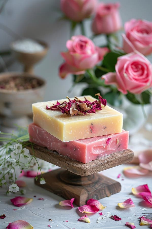 Three Bars of Soap on Table Stock Image - Image of personal, purity ...