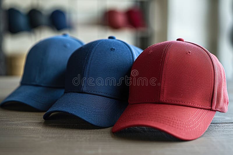 Three Baseball Caps without Inscriptions or Drawings. Generated by ...