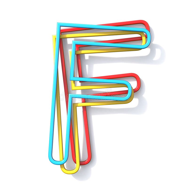 Three Basic Color Wire Font Letter F 3D Stock Illustration ...
