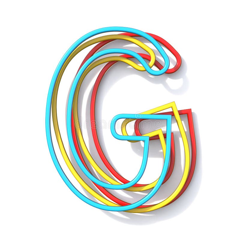 Three Basic Color Wire Font Letter G 3D Stock Illustration ...