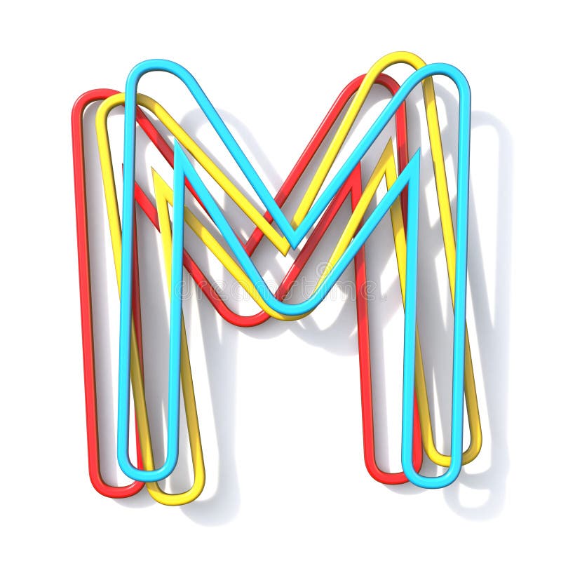 Three Basic Color Wire Font Letter M 3D Stock Illustration ...