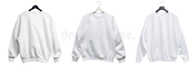 Three Basic White Jumpers are Displayed on a Transparent Background ...