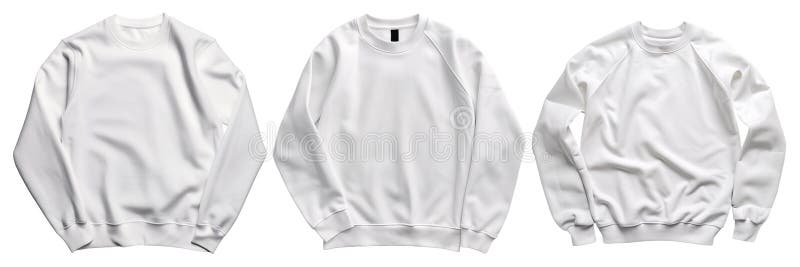 Three Basic White Jumpers are Displayed on a Transparent Background ...