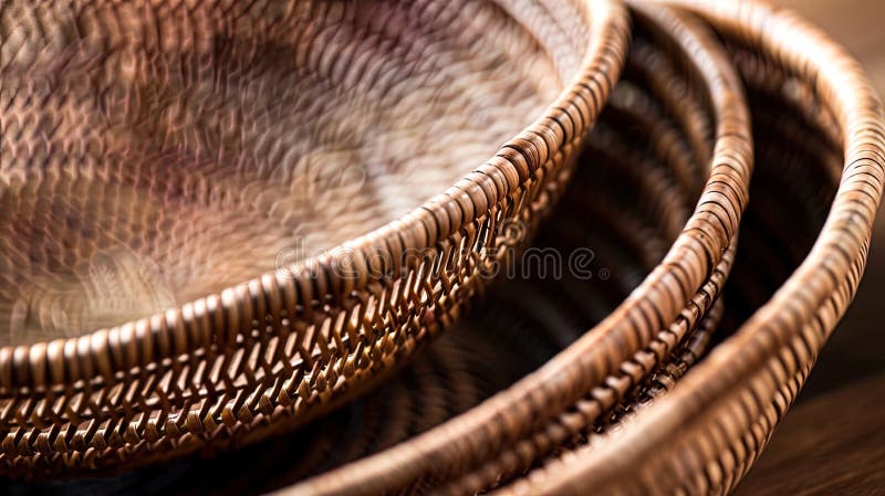 Three Baskets Made of Woven Material are Stacked on Top of Each Other ...
