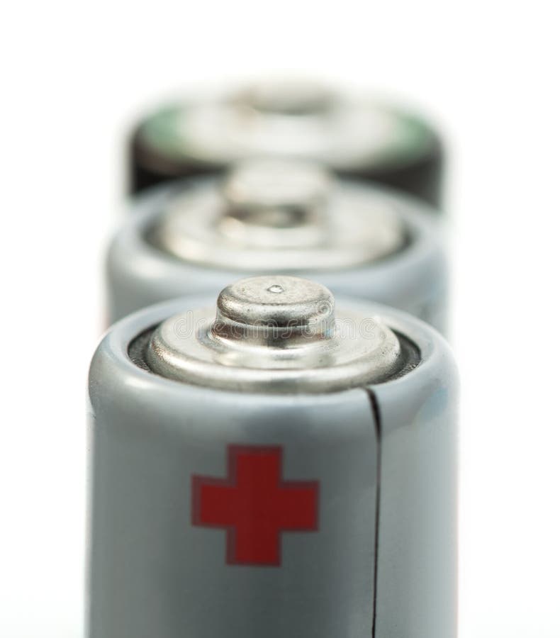 Three batteries close up stock image. Image of energy - 29179293