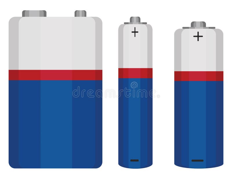Three batteries, icon stock vector. Illustration of battery - 261371709