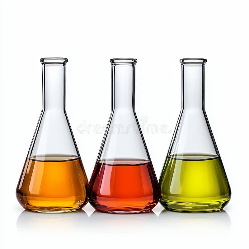 Three Beaker Samples of Different Chemical Solutions Stock Illustration ...