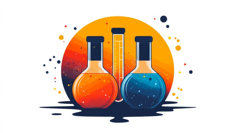 Three Beakers of Different Colors are Shown with a Ruler in the Middle ...