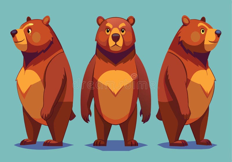 Three Bears are Standing in a Row, Each with a Different Expression ...